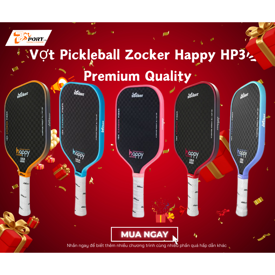 [ CHÍNH HÃNG ] HP3 - Vợt Pickleball Zocker Happy HP3 Premium Quality ...
