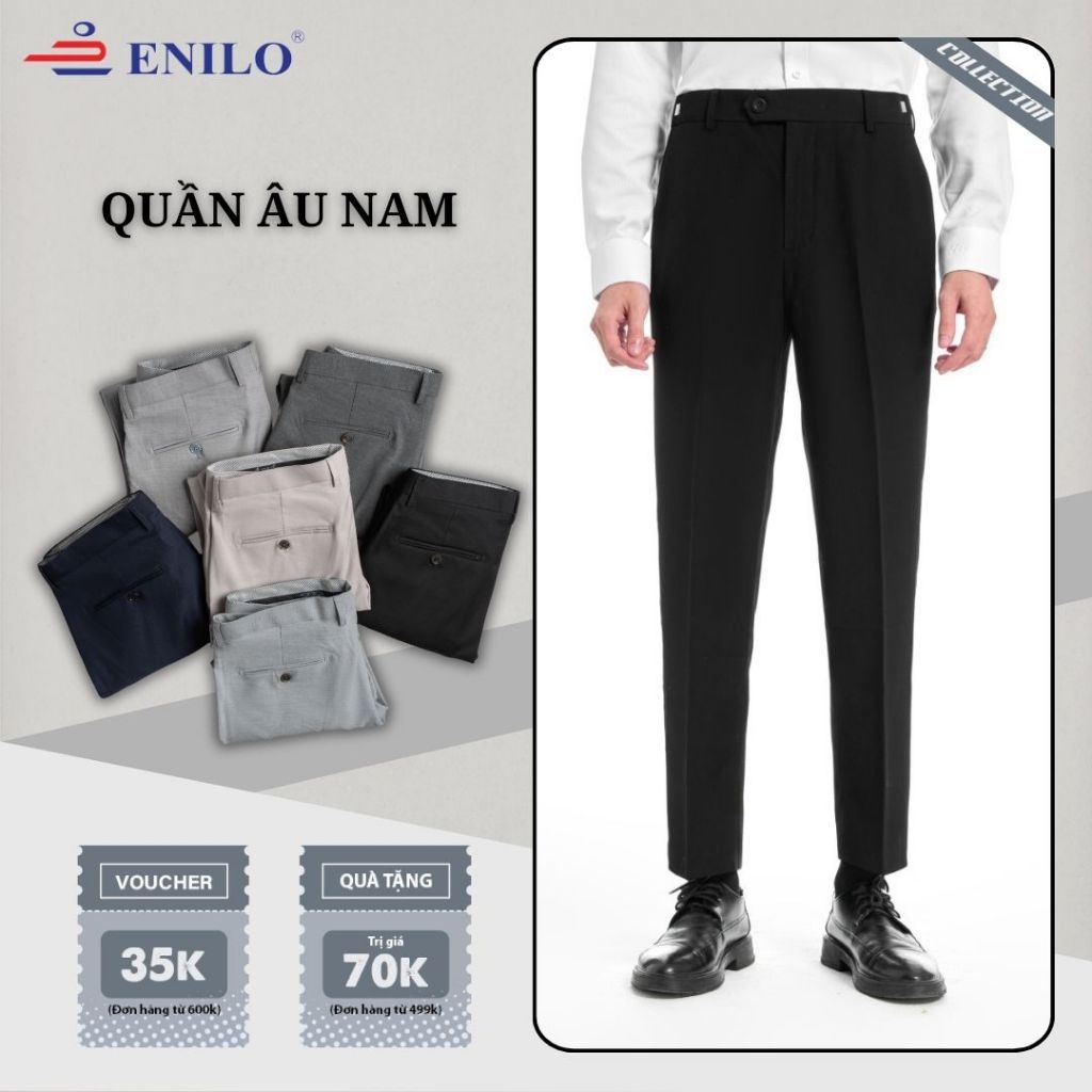 Quần âu nam ENILO quần tây dài Hàn Quốc form slimcrop vải dày chống ...