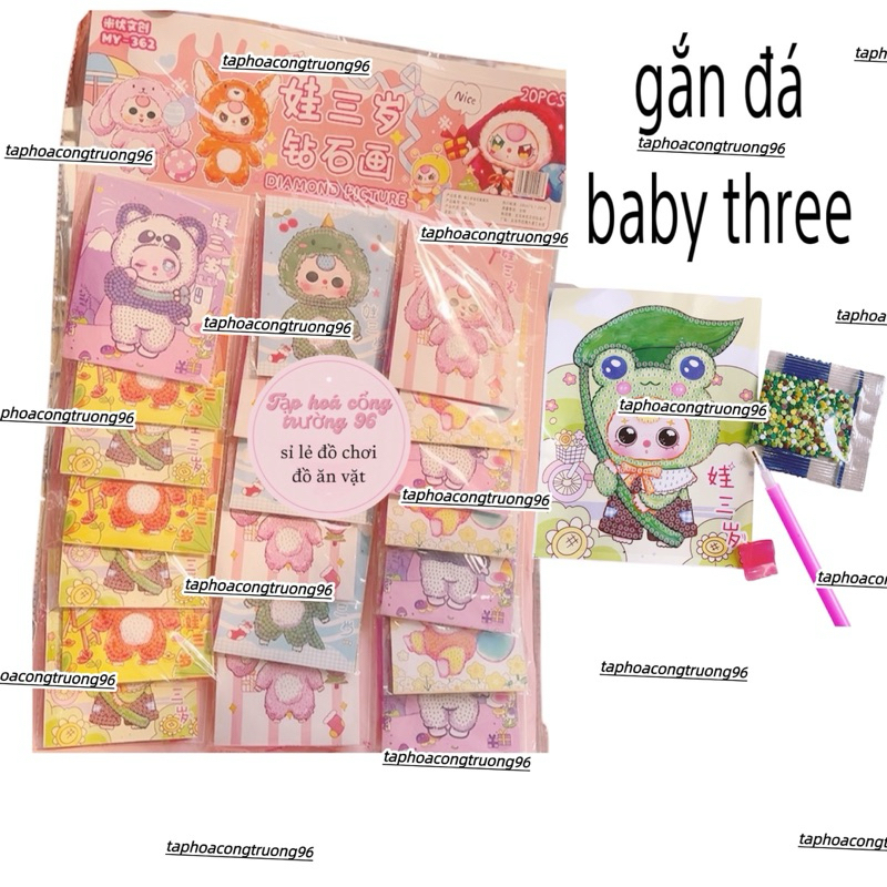 Vỉ 20 tranh gắn đá baby three bé ba đồ chơi cho bé siêu hót | Shopee ...