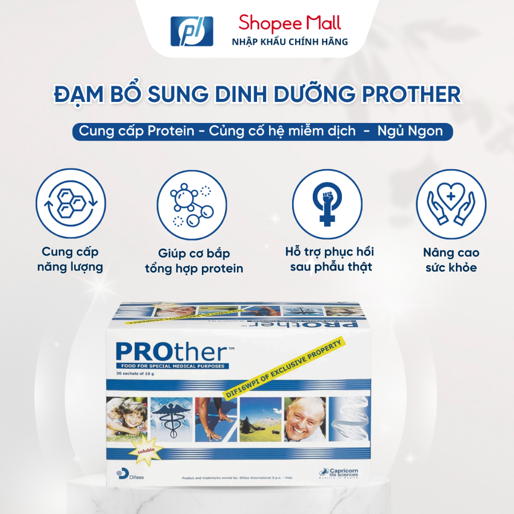Đạm uống Prother nhập khẩu Ý cung cấp protein, dinh dưỡng cho người già ...