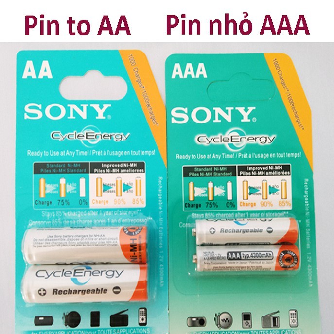 Pin Sony AAA (3A) ,Pin Sony AA (2A) Sạc Được ( vỉ 2 cục) | Shopee Việt Nam