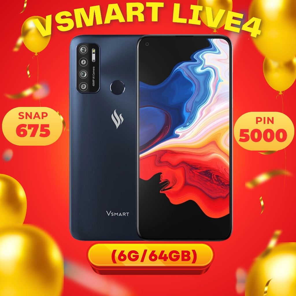 Điện thoại Vsmart Live4 pin 5000 tặng đầy đủ phụ kiện bảo hành 6 tháng ...