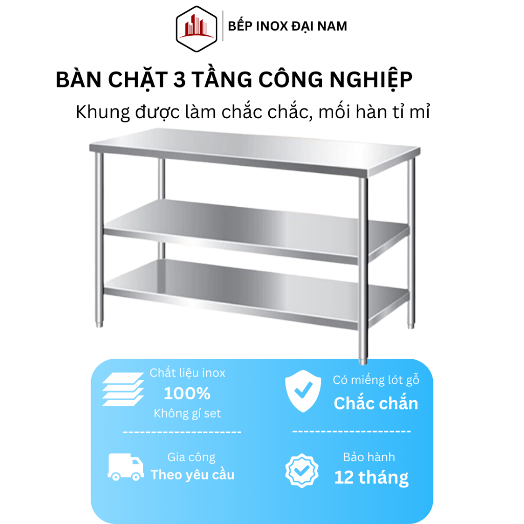 Bàn Chặt 3 Tầng Inox Chắc Chắn Sáng Bóng Dễ Dàng Vệ Sinh | Shopee Việt Nam