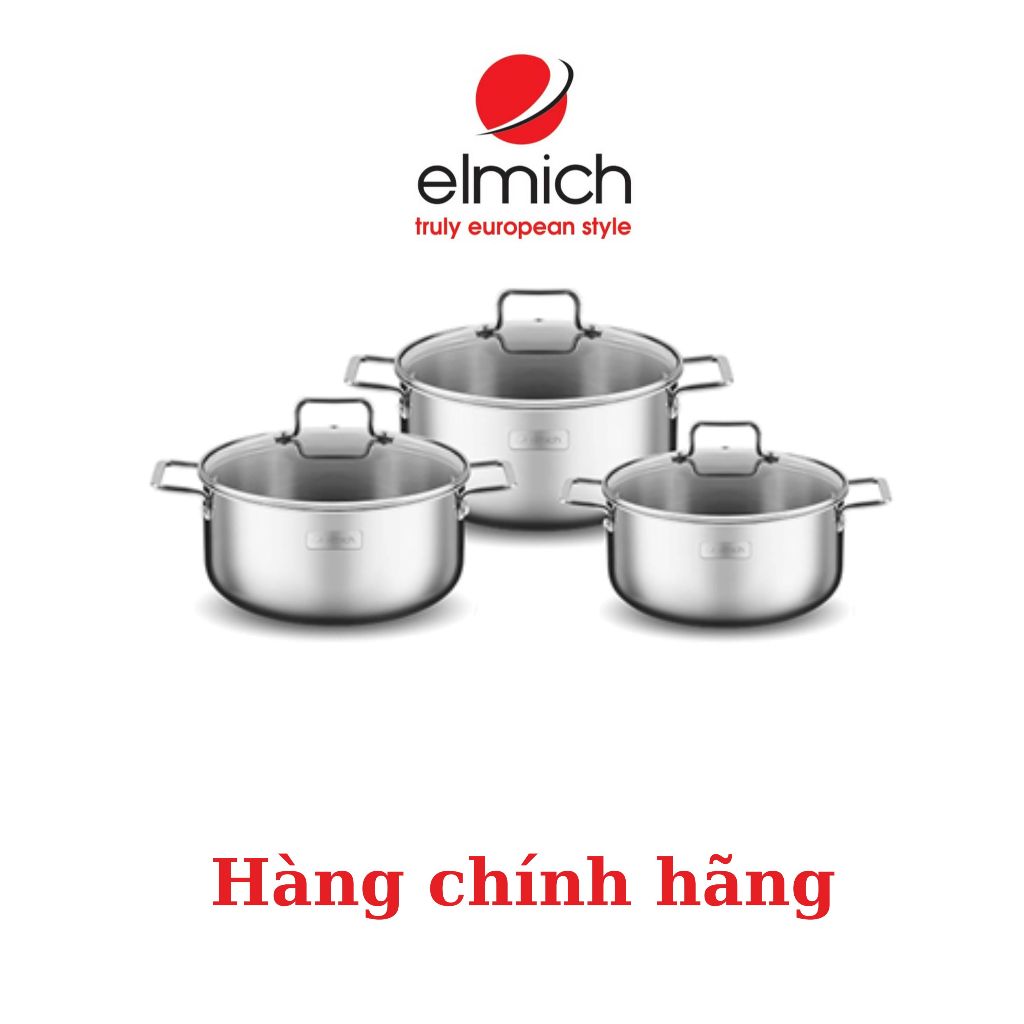 Bộ nồi inox liền khối Elmich Trimax XR EL-3843 cấu tạo 3 lớp liền khối ...