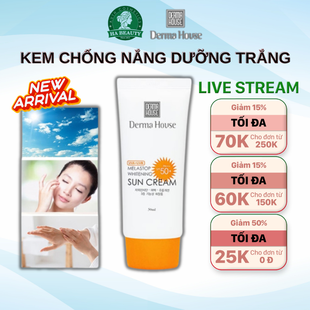 Kem chống nắng dưỡng sáng trắng Nâng tông da Hàn Quốc Derma House Melastop Whitening Sun Cream ...