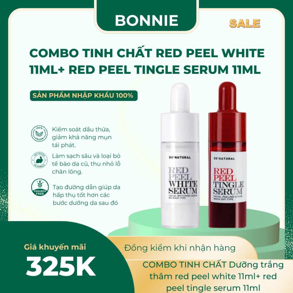 COMBO TINH CHẤT Dưỡng trắng thâm red peel white 11ml+ red peel tingle serum 11ml | Shopee Việt Nam