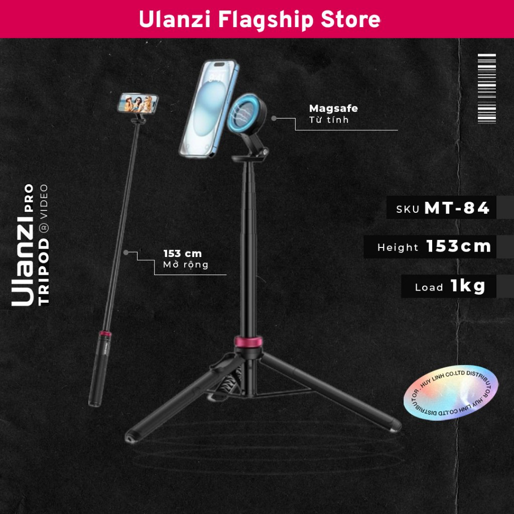 Ulanzi MT-84 chân tripod dành cho điện thoại kết nối từ tính tích hợp ...