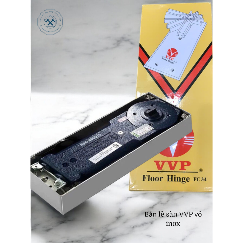 (HÀNG TỐT )Bản Lề Sàn Hộp INOX - VVP FC34-25N - Bản Lề Thuỷ Lực Cửa Kính 150kg ( Bảo Hành 3 năm ...