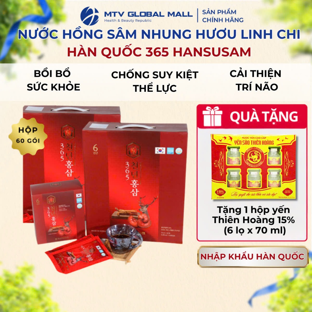 Nước Hồng Sâm Linh Chi Nhung Hươu Hàn Quốc 365 Hansusam Tốt Cho Sức ...