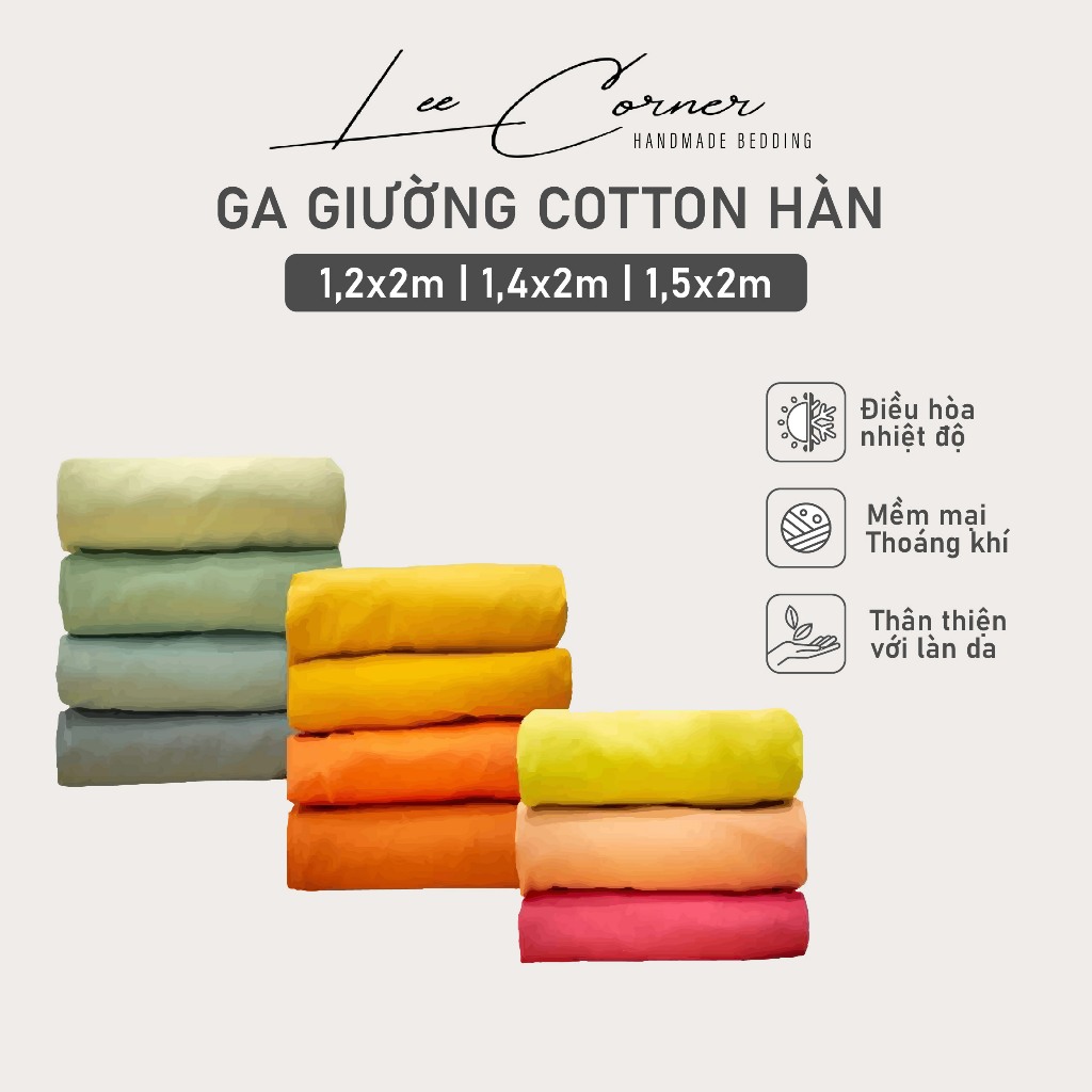 Ga giường 1m2, 1m4, 1m5x2m Cotton cao cấp LEE CORNER, vải Cotton Hàn ...