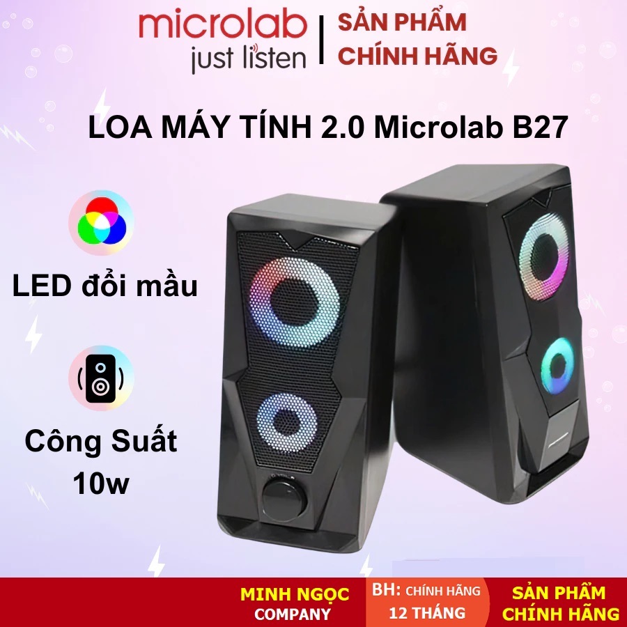Loa Microlab B27 2.0 - LED Đổi màu , Jack 3.5mm ( Công suất 10w) Chính Hãng Bảo Hành 12 Tháng ...