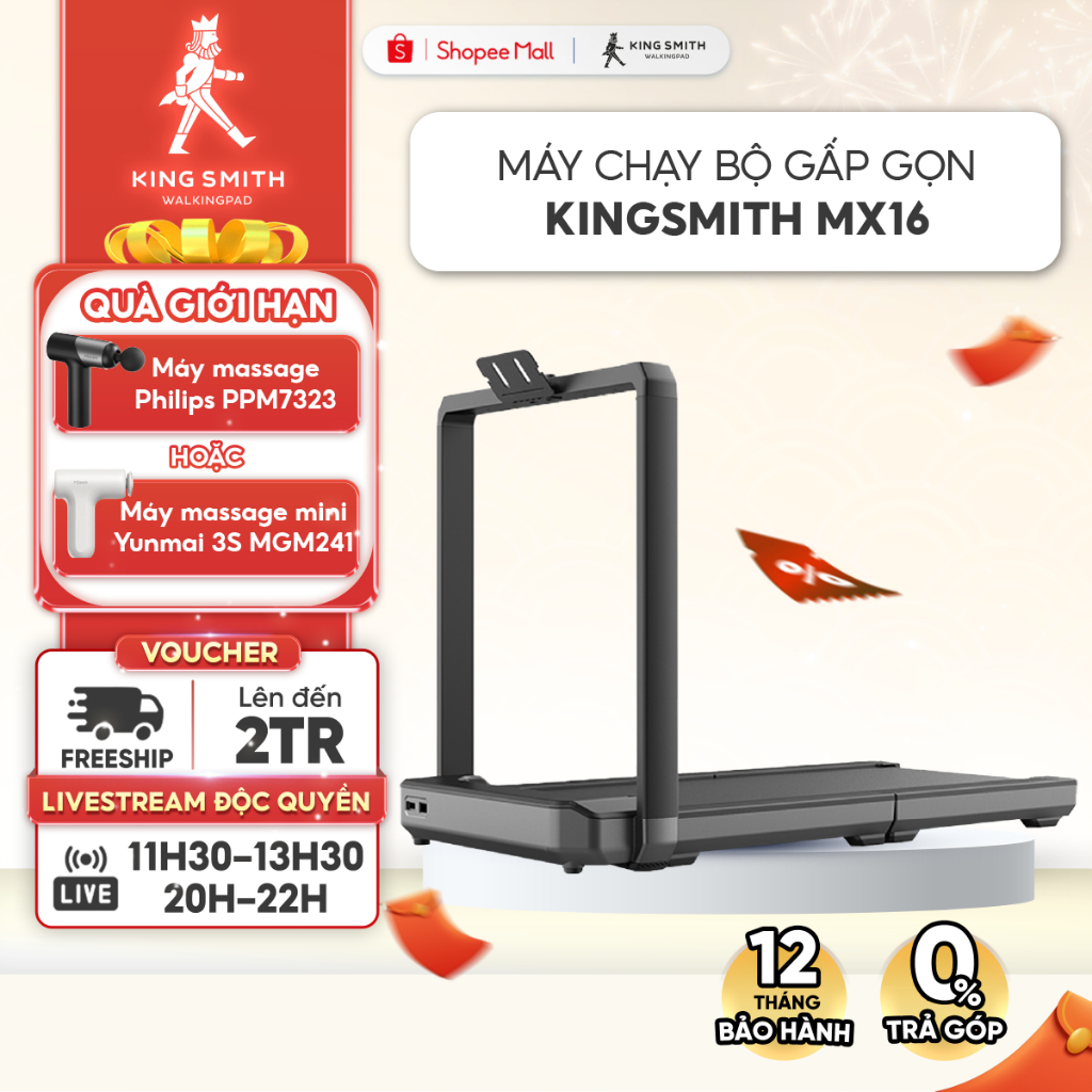 [Livestream] Máy Chạy Bộ Gấp Gọn Tại Nhà KingSmith MX16 TRMX16F - Model 2024 - Tải trọng 136 kg ...