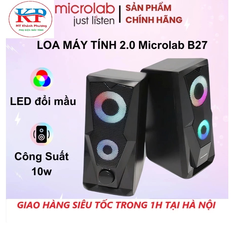 [HÀNG CHÍNH HÃNG] Loa Vi Tính Mini Bass Mạnh Có LED MICROLAB B27, 10W Chơi Game, Nghe Nhạc, Làm ...