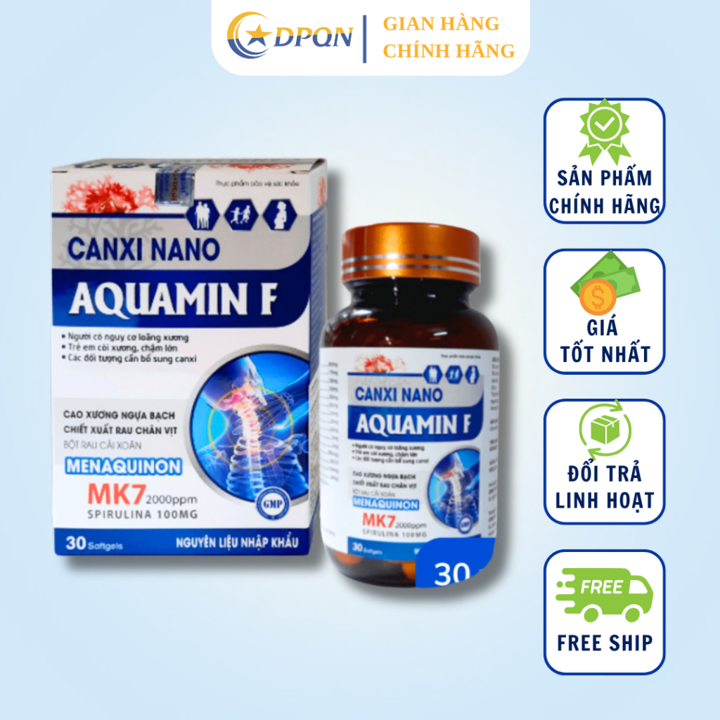 Canxi nano mk7 Aquamin giúp xương răng chắc khỏe, ngừa loãng xương - Hộp 30 Viên | Shopee Việt Nam