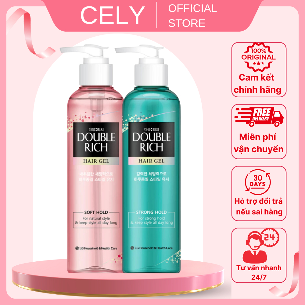 Gel Tạo Kiểu Double Rich Strong Giữ Nếp Hair Gel 250ml - Gel Vuốt Giữ ...