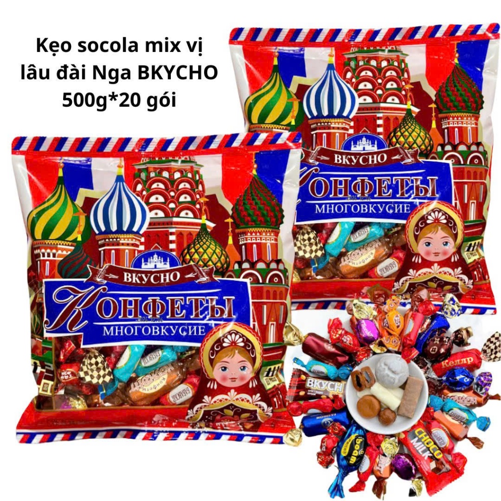 Gói 500gr kẹo socola - kẹo socola mix vị hình Búp Bê Nga | Shopee Việt Nam