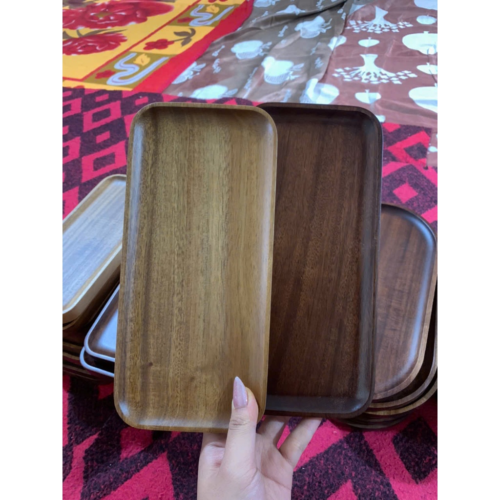 Khay Gỗ Chữ Nhật Kích Thước 12x26cm, Gỗ Acacia tự nhiên & màu óc chó ...
