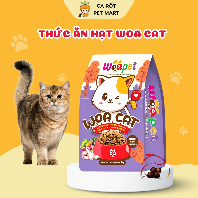 Đồ ăn hạt cho mèo Woa Cat hạt cho mèo phù hợp mọi lứa tuổi hỗ trợ miễn ...