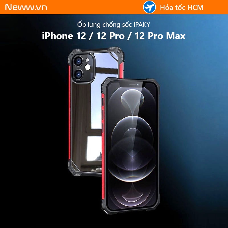 Ốp lưng IPAKY iPhone 12 / 12 Pro / 12 Pro Max viền TPU chống sốc, mặt ...