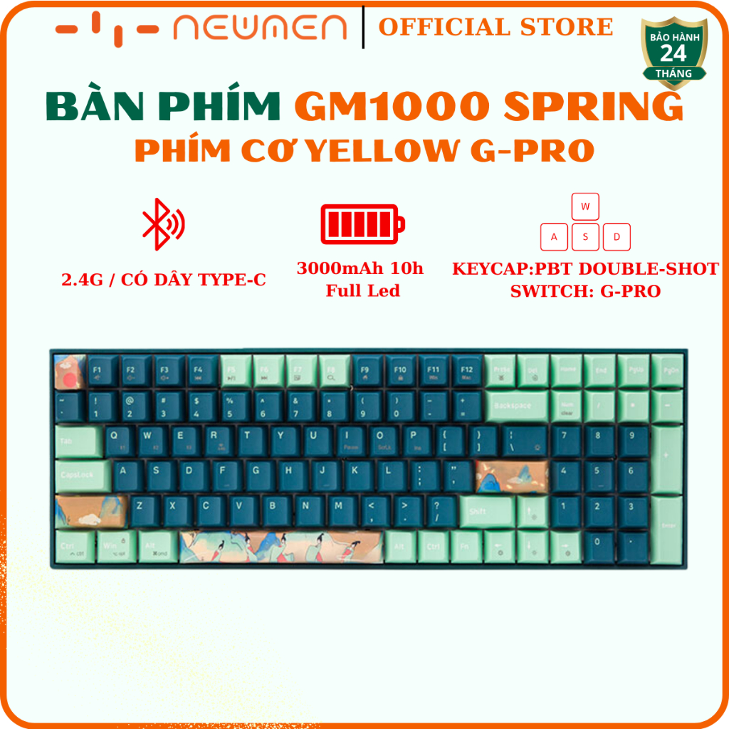 Bàn Phím Cơ Không Dây Dual Mode Newmen GM1000 Spring Tương Thích PC/Laptop/Mac/...-Hàng Chính ...