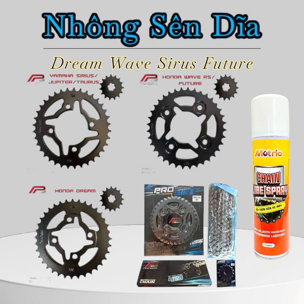 (Tặng Xịt Sên) Nhông Sên Dĩa Probike Thái Lan gắn Dream Wave Sirius Future hàng cao cấp 9 ly ...