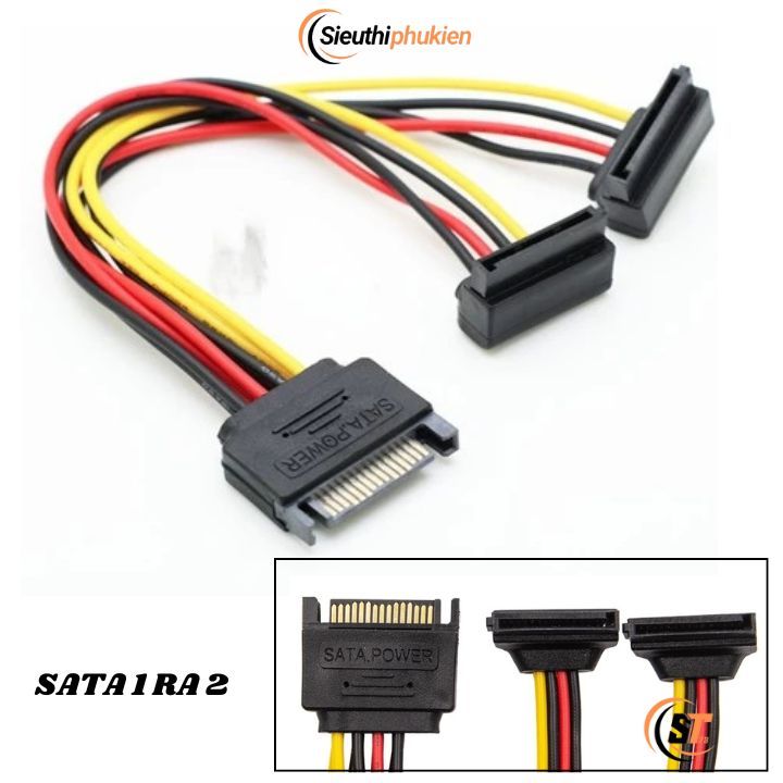 Cáp chia nguồn sata 1 ra 2 đầu vuông góc 90 độ dài 20cm loại tốt, cáp ...