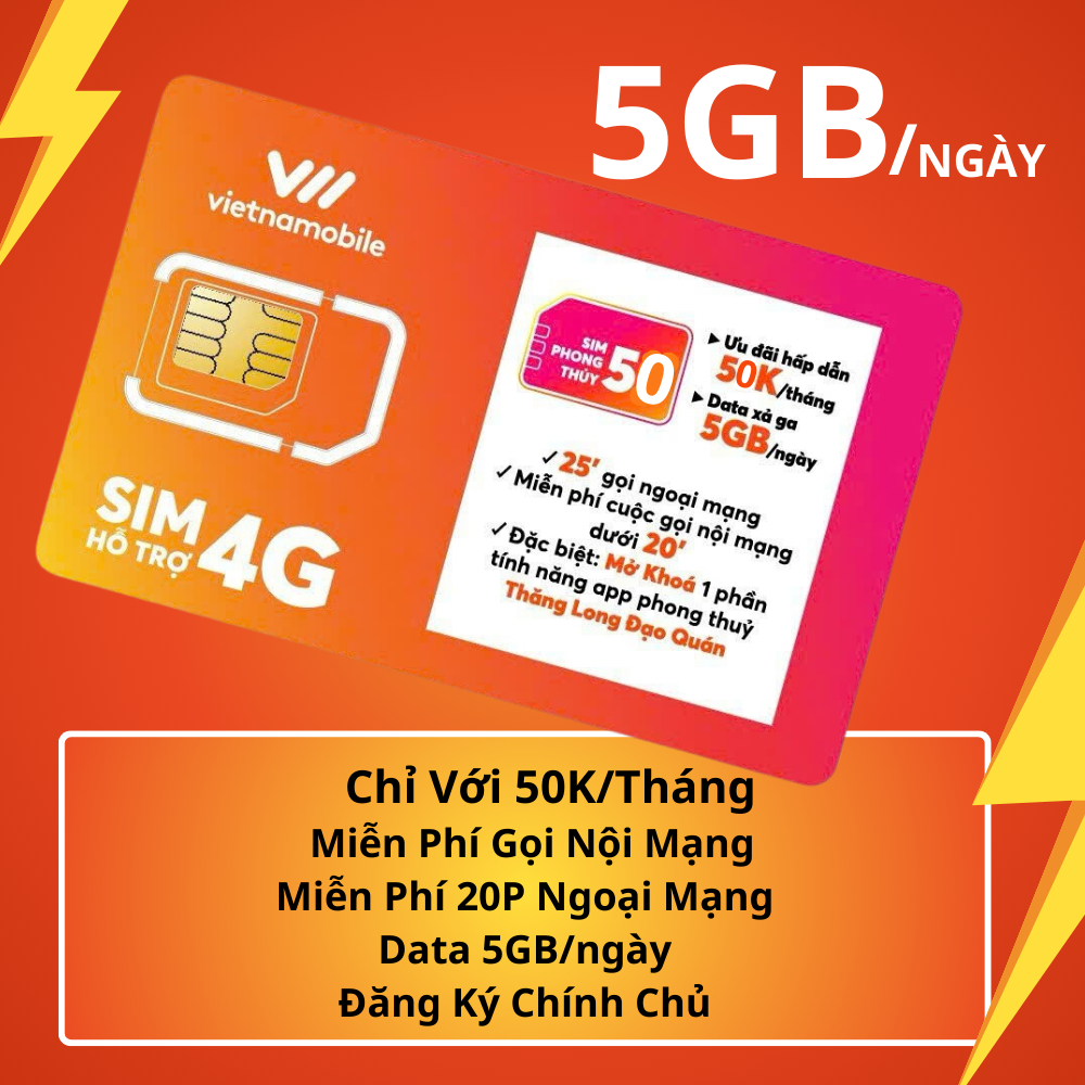 Sim Data 4G Vietnamobile 5GB/Ngày (150GB/Tháng), Check sóng trước mua, Sim ĐK chính chủ | Shopee ...