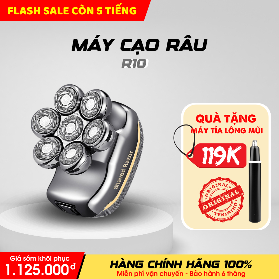 Máy cạo râu R10 7D với 7 lưỡi dao kép đa năng, cạo sạch êm ái không gây ...