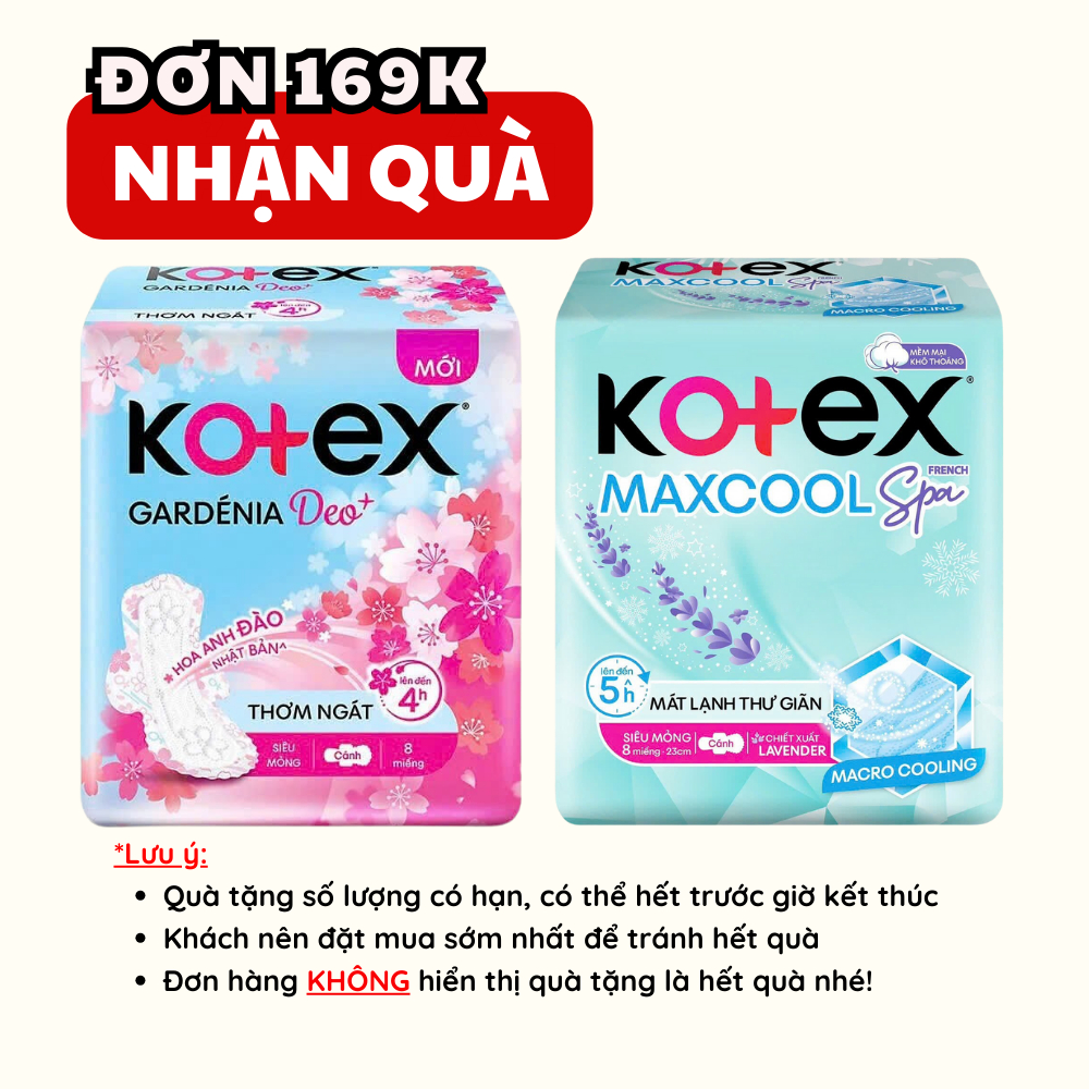 [QUÀ TẶNG KOTEX] Combo BVS 1 gói Kotex Maxcool Cánh 8m & 1 gói Anh Đào ...