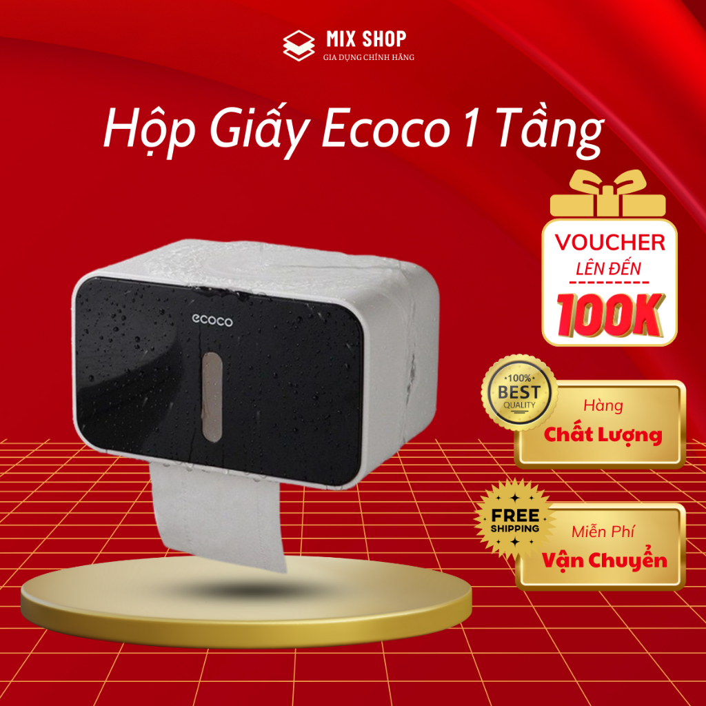 Hộp Đựng Giấy Ecoco 1 Tầng Chống Thấm Nước Dán Tường Chắc Chắn Tiện Lợi Sử Dụng (TVQ Store ...