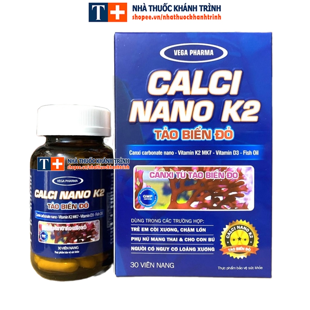Calci Nano K2 Tảo Biển Đỏ - Viên uống bố sung canxi, vitamin D3 | Shopee Việt Nam