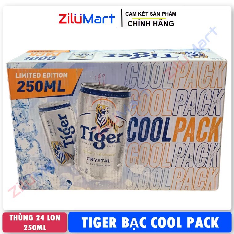 HỎA TỐC HÀ NỘI Thùng 24 lon Bia Tiger Crystal Coolpack 250ml | Shopee Việt Nam