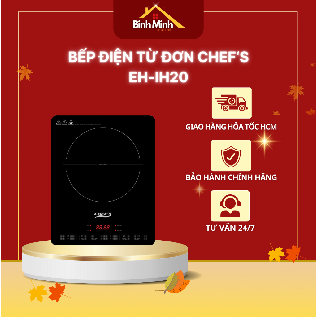 BẾP ĐIỆN TỪ ĐƠN CHEF‘S EH-IH20|Mặt kính gốm ceramic nguyên khối, chống ...