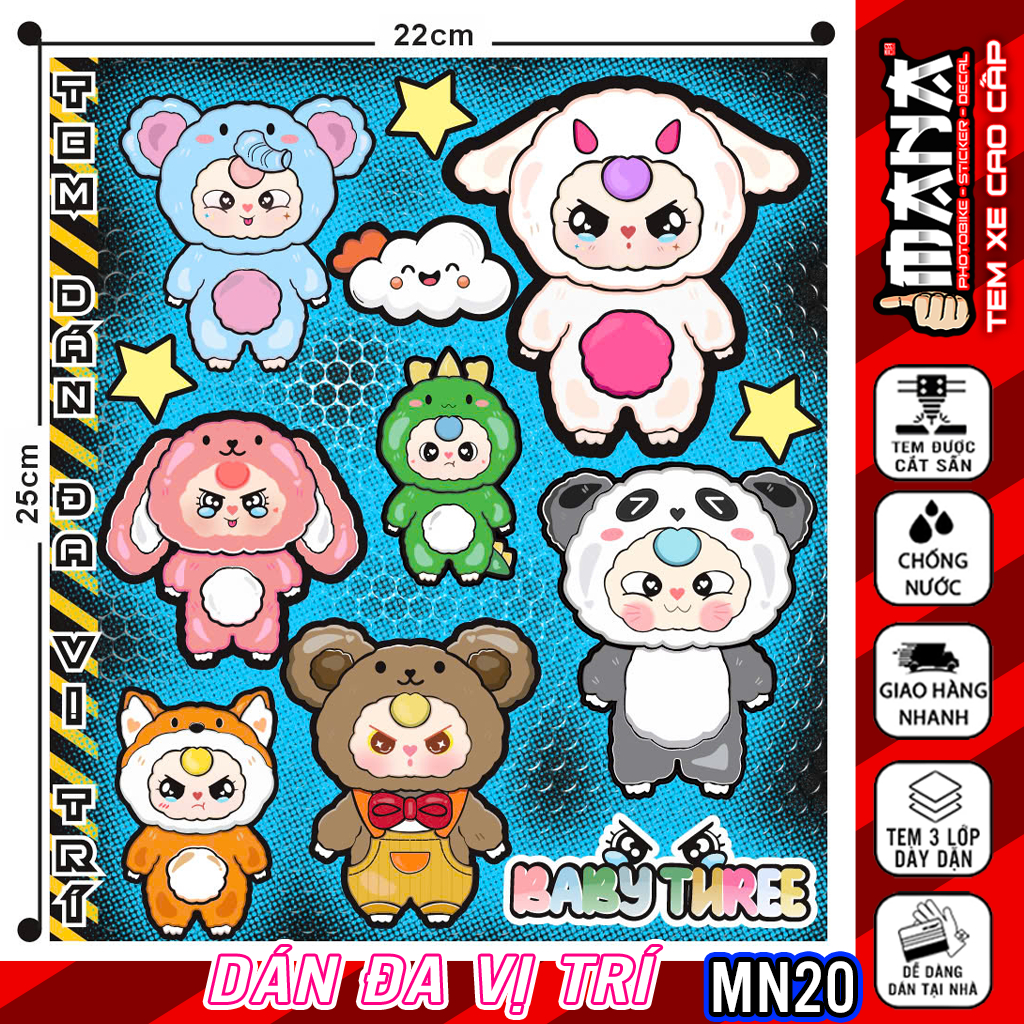 Sticker baby three siêu cute - Tem dán xe + dán đa vị trí siêu đẹp ...