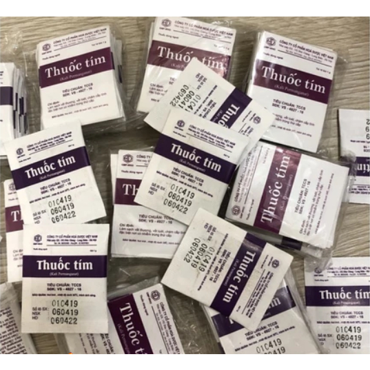 bột tím KMnO4 sát trùng bịch rửa rau tắm cá 10 gói 1g | Shopee Việt Nam