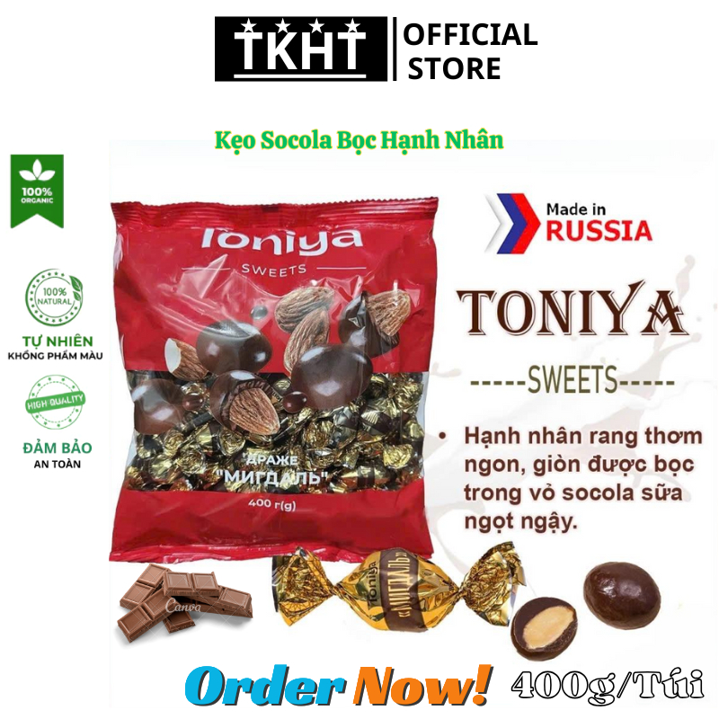 Kẹo Socola Nga Bọc Hạnh Nhân - CHOCOLATE Toniya Sweets Gói 400gr - DATE ...
