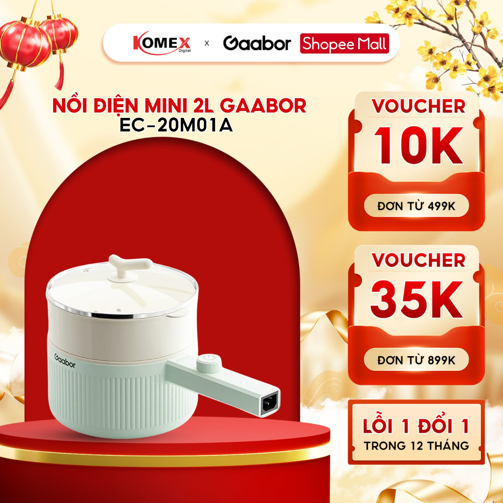 Nồi đa năng mini dung tích EC-20M01A 2L GAABOR kèm xửng hấp, công suất 600W, dung tích | Shopee ...