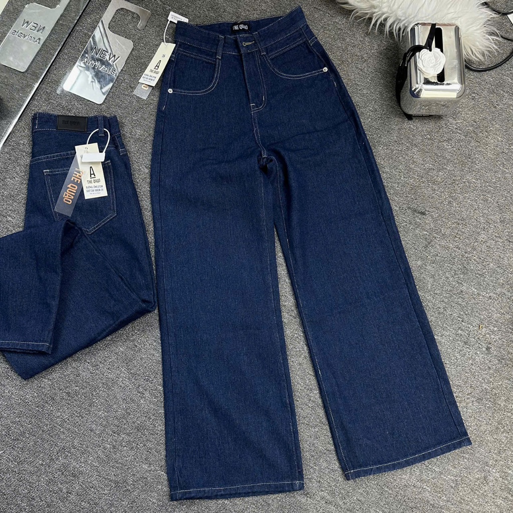 Quần Jeans Nữ THE QUAO Lưng Cao Ống Rộng Màu Xanh WIDE LEG Retro D3112 ...