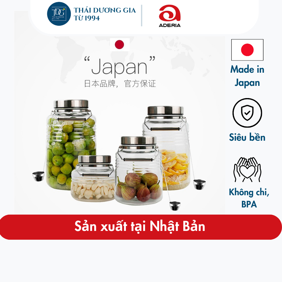 Bình ngâm thủy tinh chuyên dụng Nhật Bản Aderia 3 lít, 4 lít, 5 lít, 8 lít ngâm rượu, hoa quả ...