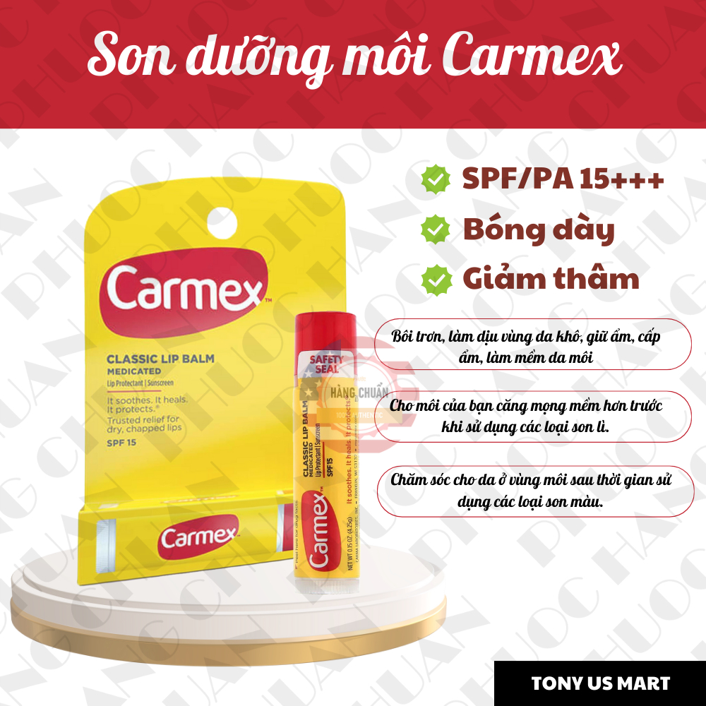 【HÀNG MỸ】Son Dưỡng Môi Carmex Classic Dưỡng Môi, Cấp Ẩm, Làm Mềm, Chống Nứt Nẻ Môi - Tony US ...