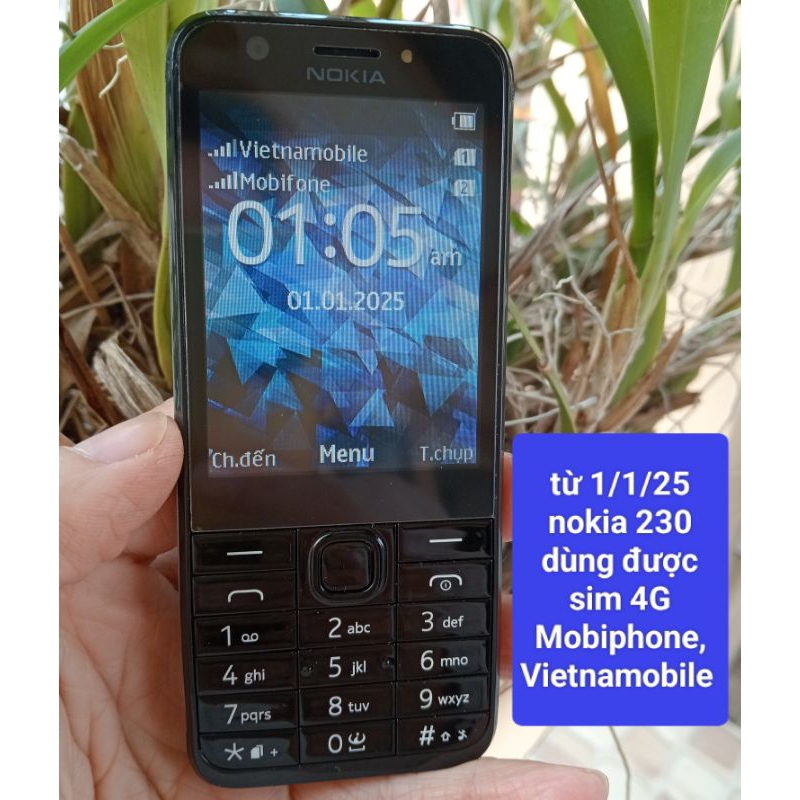 điện thoại 230 nokia rm 1172 zin, chỉ dùng được sim 4G Mobiphone ...