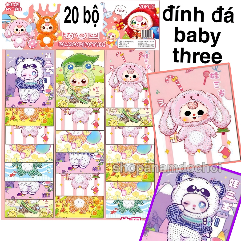 Vỉ 20 bộ tranh đính đá baby three , tự làm tranh đính đá baby three ...