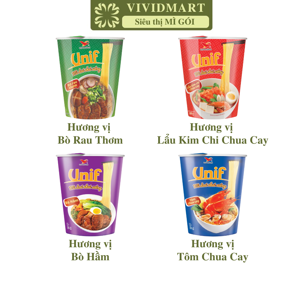 [LY LẺ] - UNI-PRESIDENT - Mì Unif ly 4 vị: Bò Rau Thơm, Lẩu Kim Chi ...