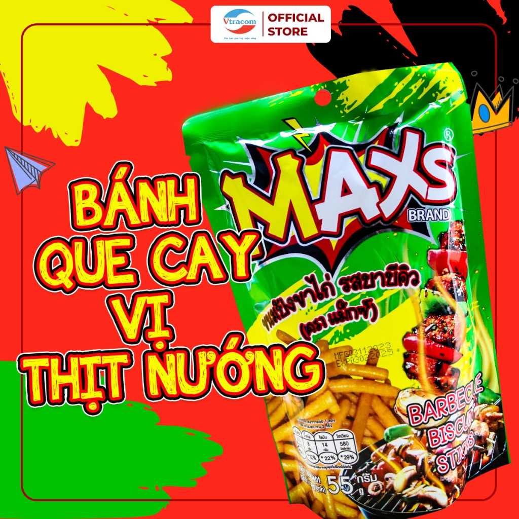 Bim Bim que MAXs - Bánh que cay Thái Lan - Vị thịt nướng BBQ | Shopee ...