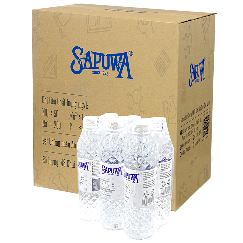 Thùng 48 chai nước tinh khiết 500ml Sapuwa | Shopee Việt Nam