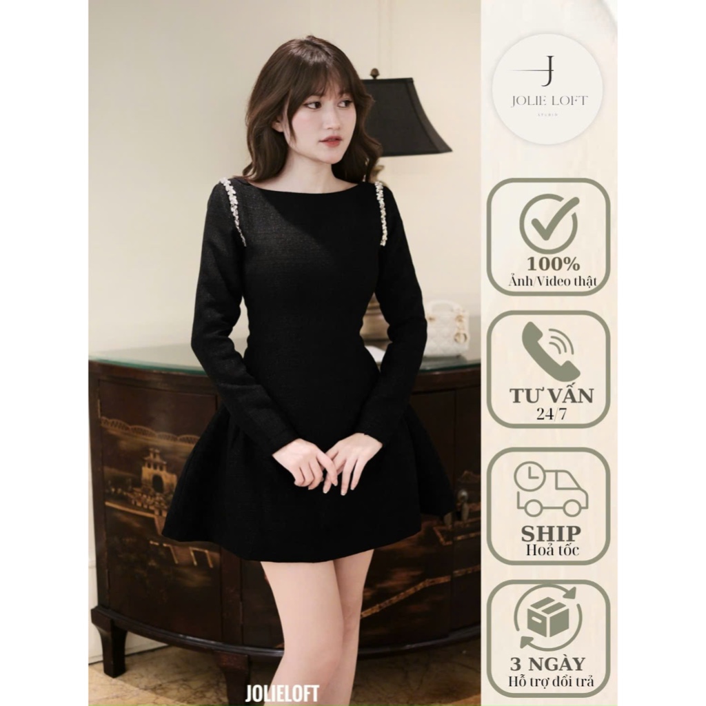 Đầm nữ thiết kế Louis Tweed Dress JOLIE LOFT, đầm dáng ngắn sang trọng ...