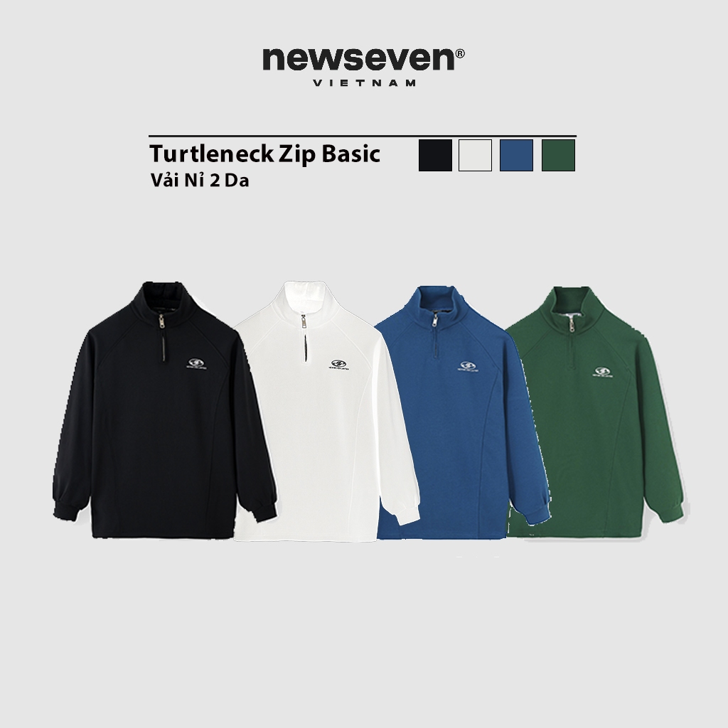 Áo Sweater Nỉ Cổ Lọ NEWSEVEN Turtleneck Zip Basic SW.409 | Shopee Việt Nam