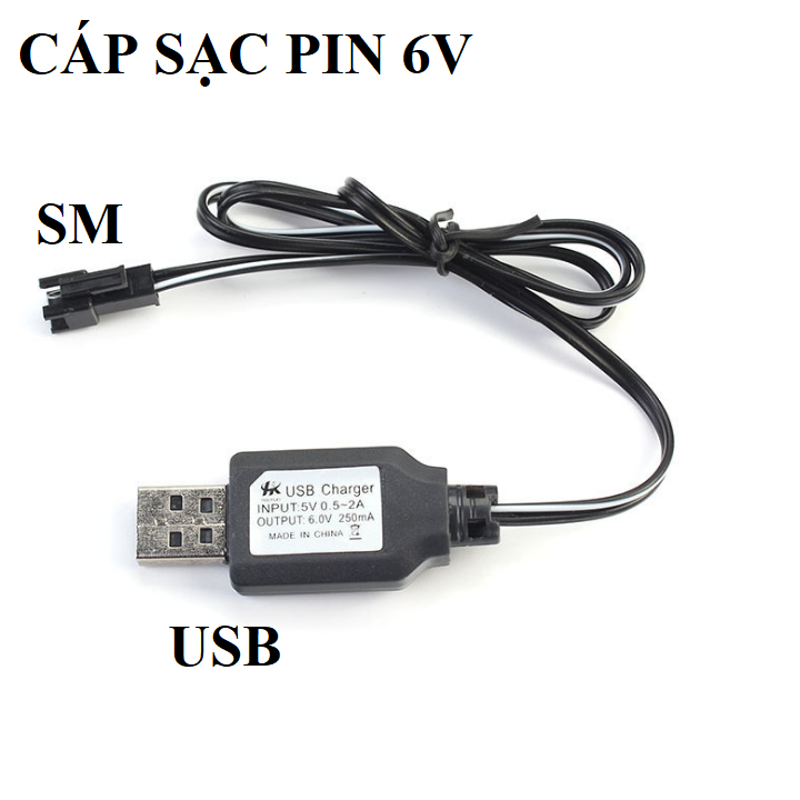 Cáp sạc cho pin 6v ghép 2 hàng dung lượng 1800mah đầu nối SM-2P dùng ...