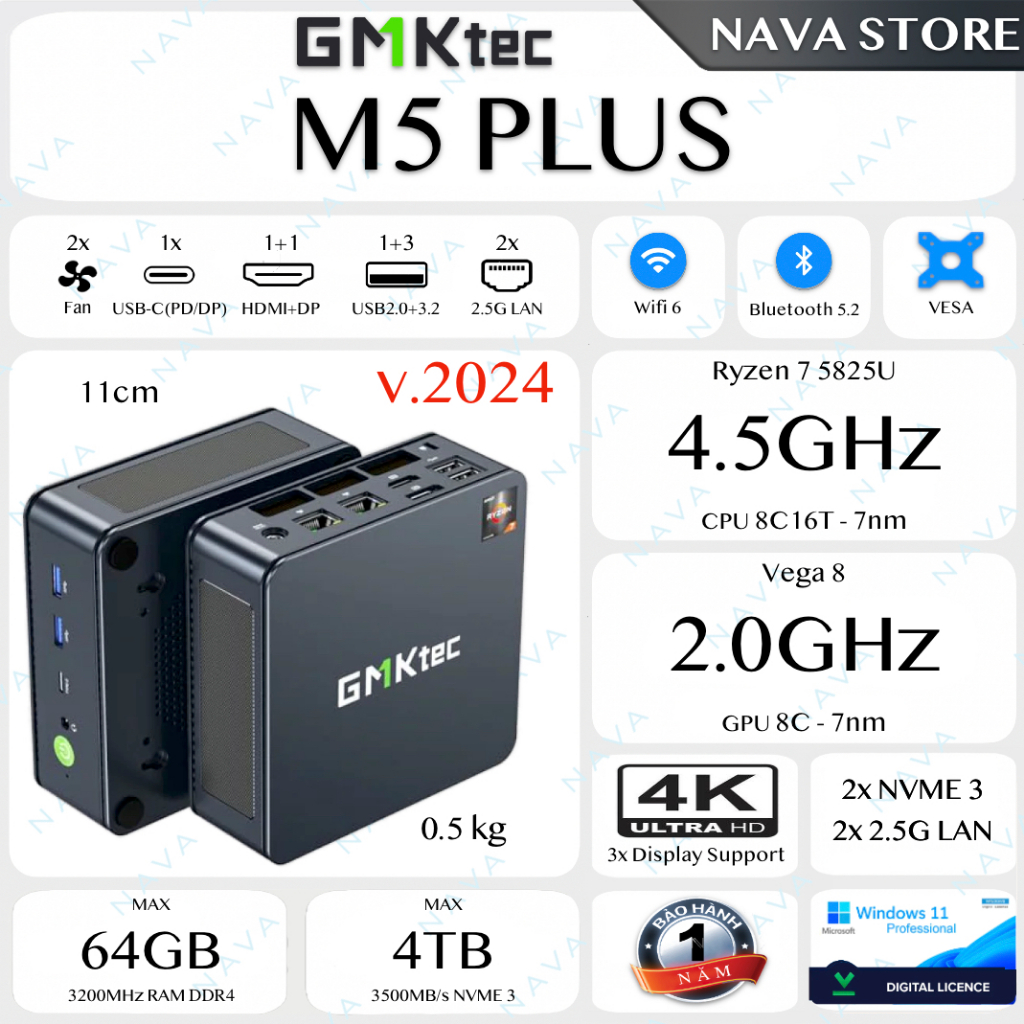 Mini PC GMK M5 Plus⏐M6 Win11 PRO Máy tính AMD Ryzen 5⏐7 NucBox GMKtec R5 6600H R7 5825U v2025 ...