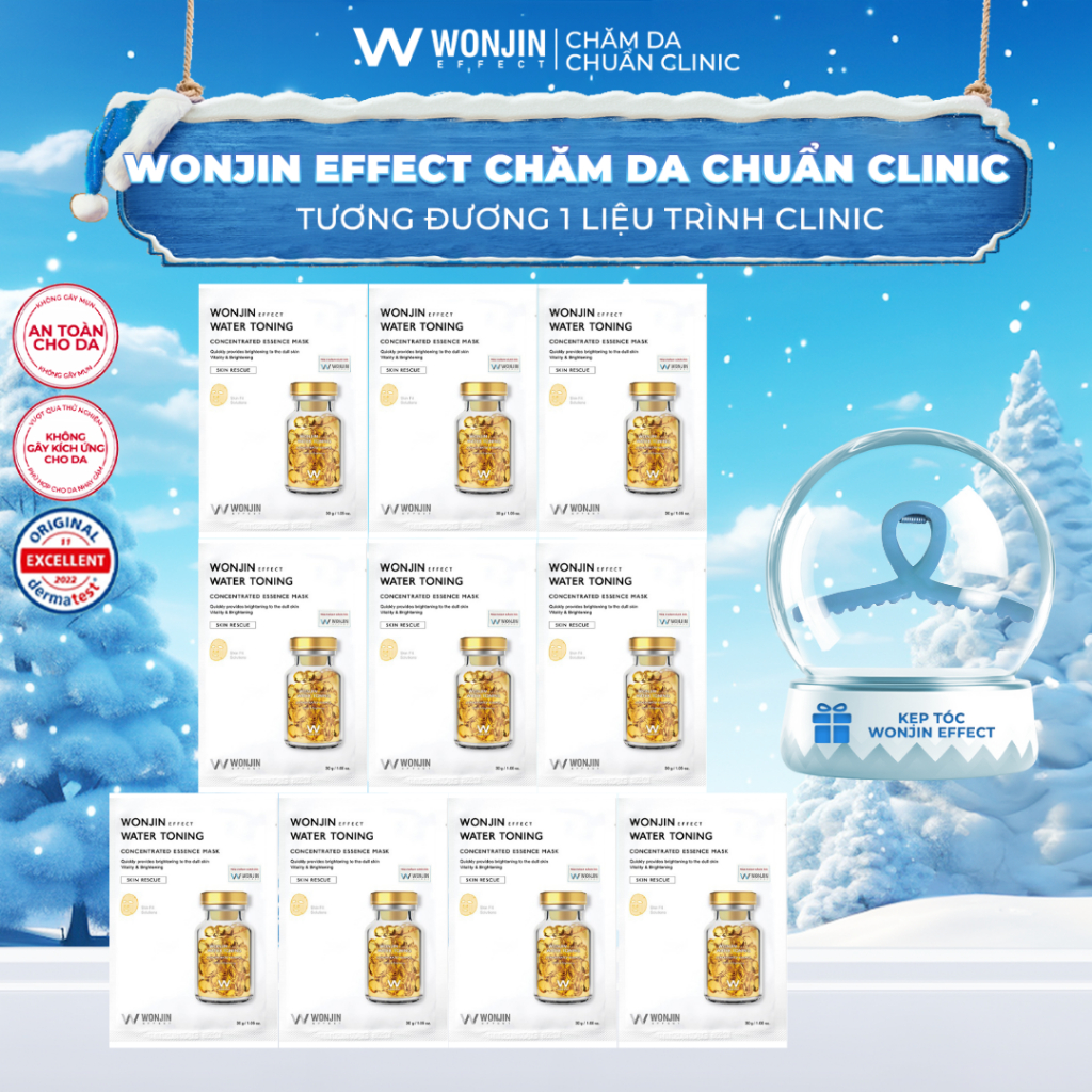 [01.01-Tặng Kẹp Tóc WonJin] Combo 10 Mặt Nạ Dưỡng Trắng WonJin Effect Water Toning Mask 30g[B1 ...